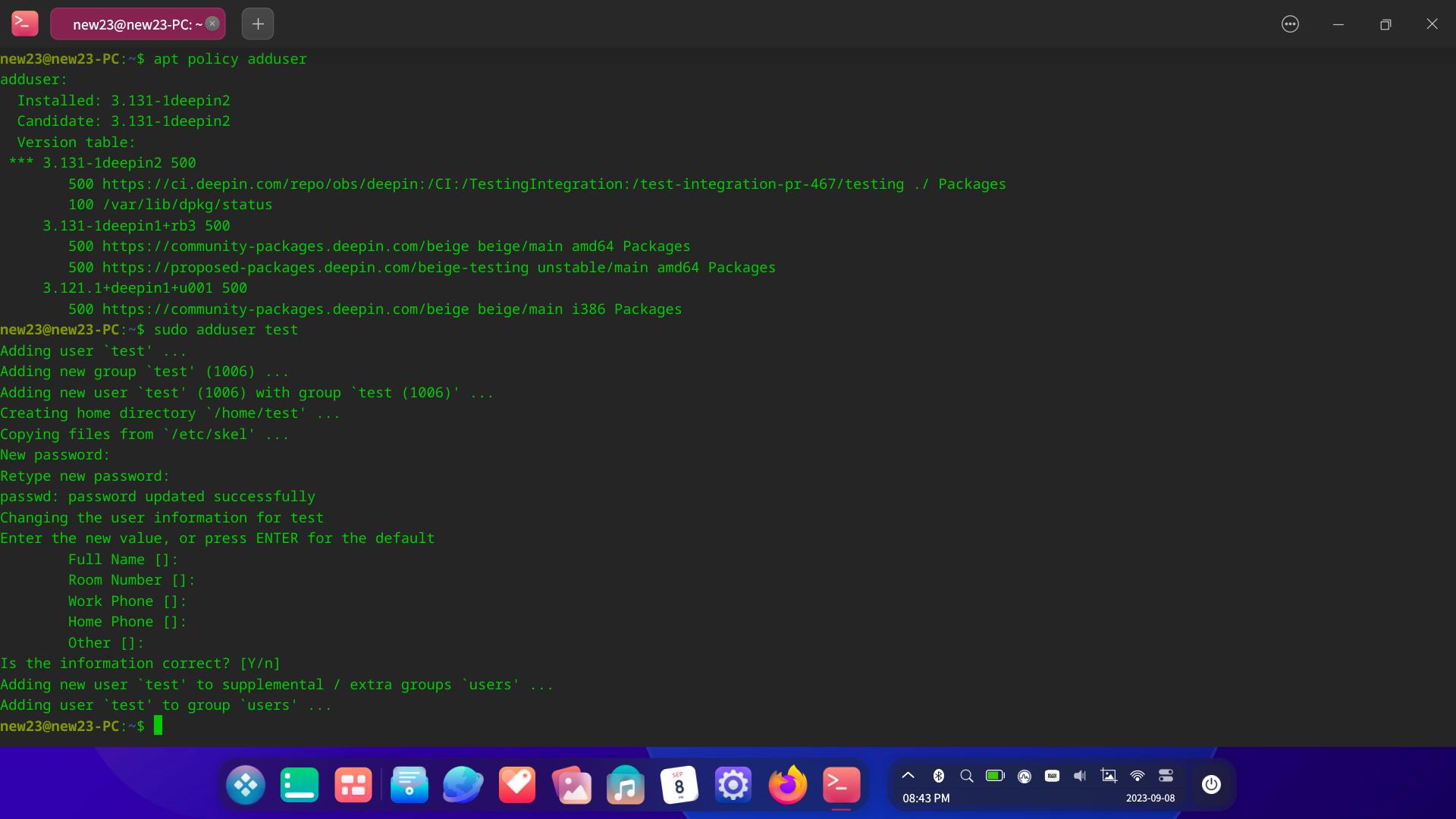 [Deepin Integration]~[V23-Beta2] integrate adduser=3.131-1deepin2 by UTsweetyfish · Issue #5534 ...