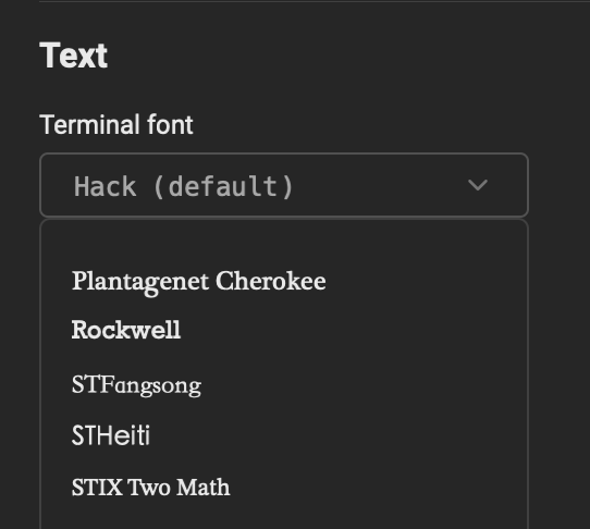 Settings "font" list does not show all fonts · Issue #3715 · warpdotdev/Warp · GitHub