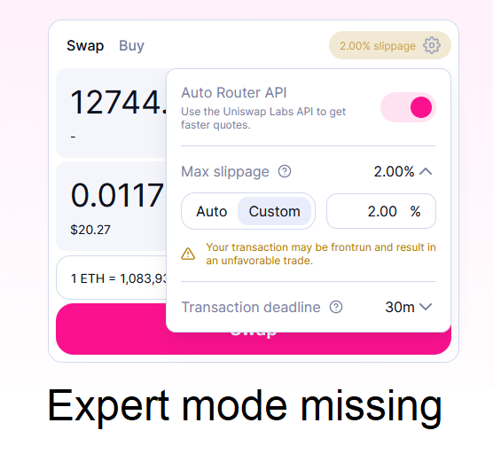 Bring Back Expert Mode · Issue 6795 · Uniswapinterface · Github