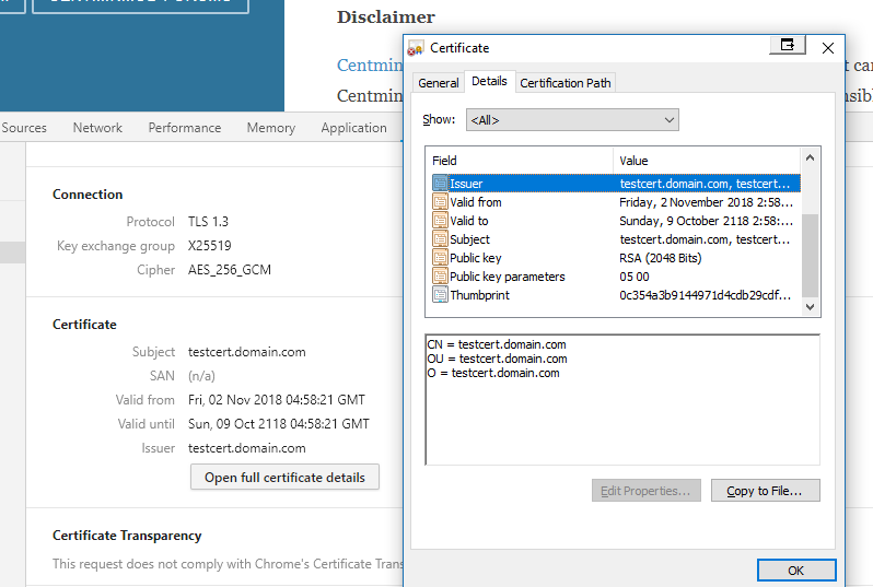Self Signed Certificate ERR_SSL_SERVER_CERT_BAD_FORMAT · Issue #120 · centminmod/centminmod · GitHub