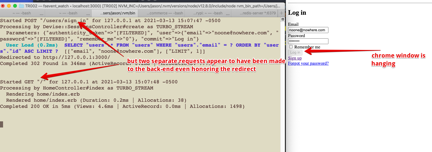 page does not consistently redirect, on login/logout using Turbo-Rails with Devise 4.7.3 (known ...