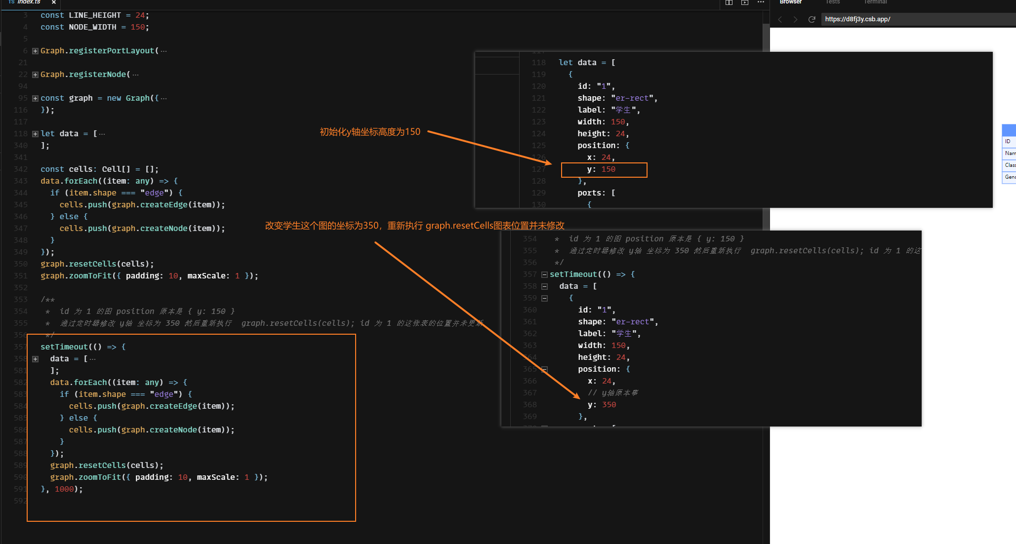[Bug] [ER图] er更新坐标后执行 graph.resetCell() 后并未更新位置 · Issue #3822 · antvis/X6 · GitHub