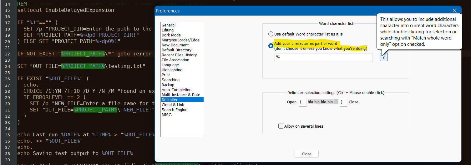 Feature request: Double-click "string" should also highlight "%string ...