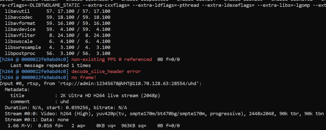 ffplay take long time to play stream from MediaServer (non-existing PPS ...