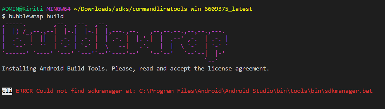 build fails with "could not find sdkmanager at Android Studio application path · Issue #304 ...