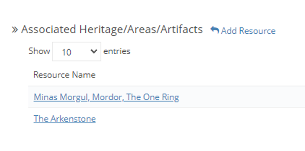 Heritage Asset - handling links for multiple related resources only works for the first resource ...