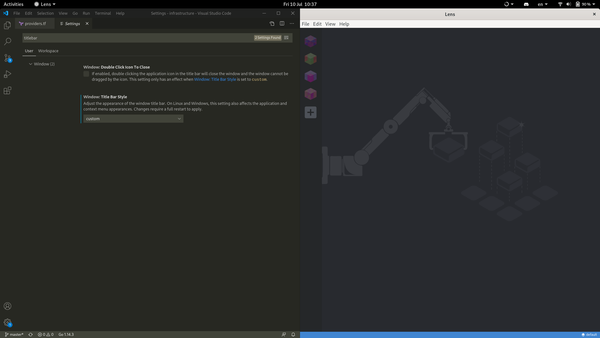 Merge titlebar and menubar on Linux · Issue #575 · lensapp/lens · GitHub
