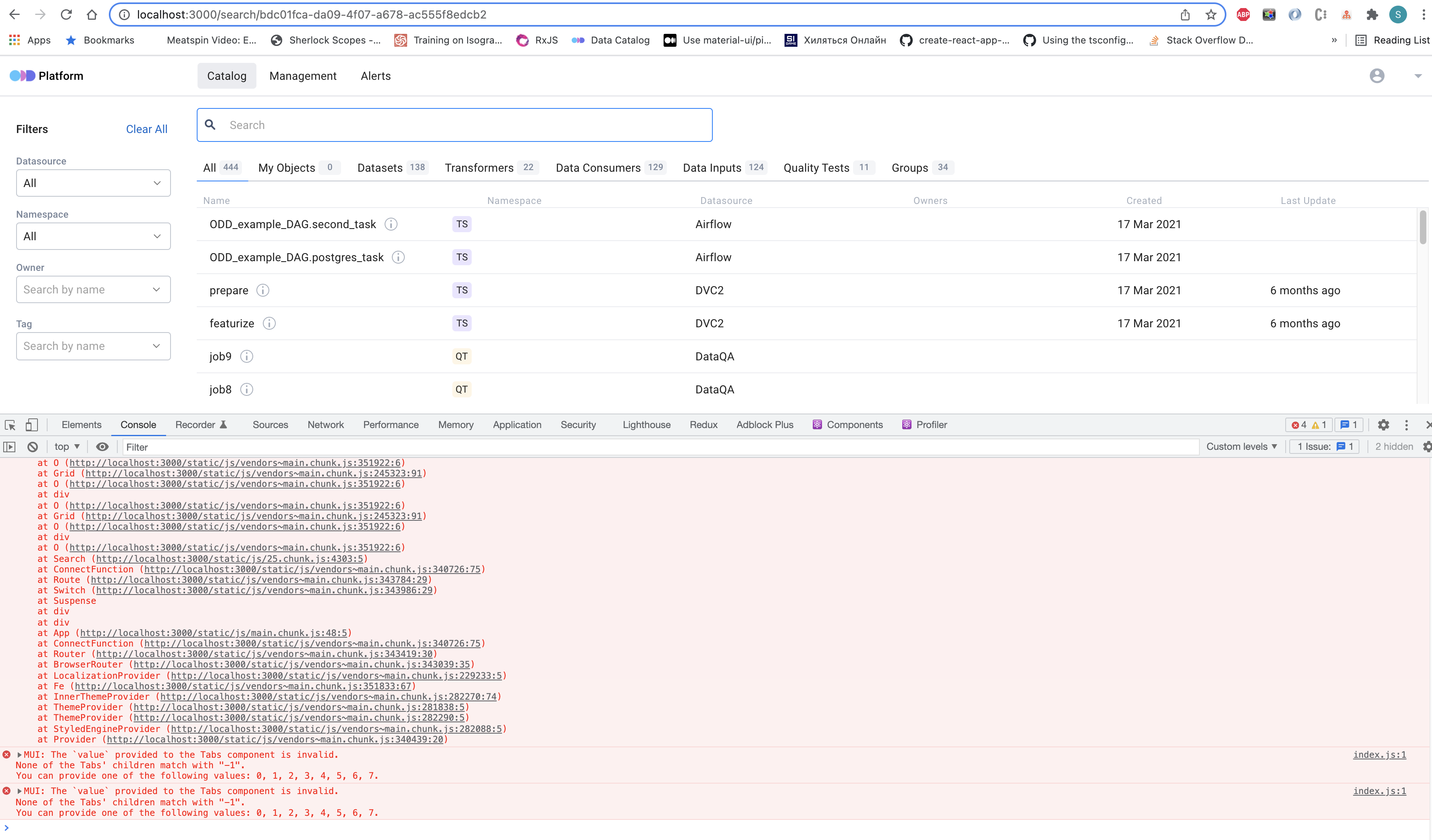 Console warning: The `value` provided to the Tabs component is invalid. · Issue #364 ...