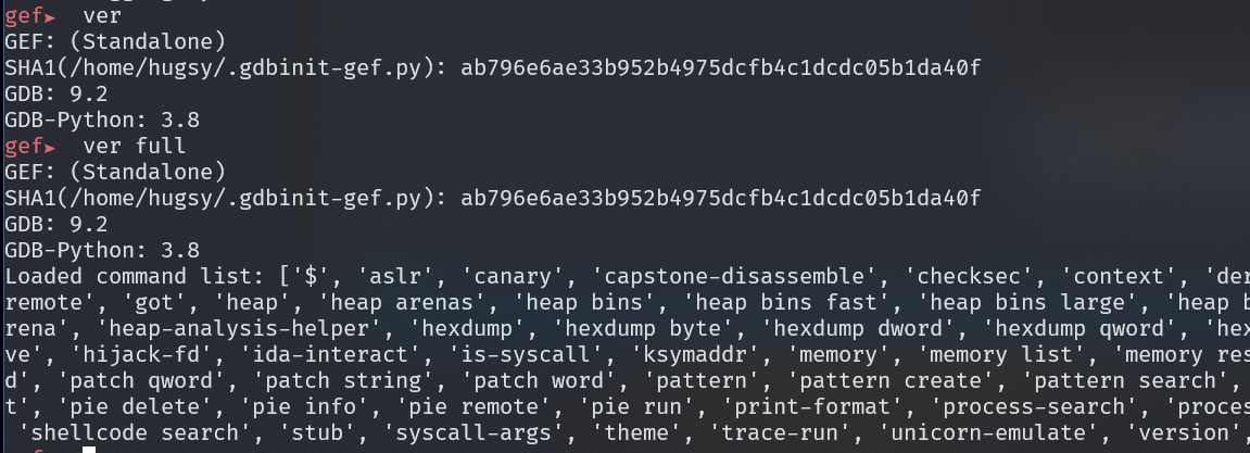 Add 'version' command · Issue #601 · hugsy/gef · GitHub