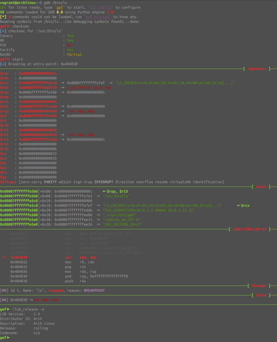 entry-break insert invalid breakpoint (-2) · Issue #161 · hugsy/gef · GitHub