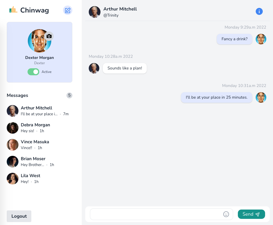 GitHub - PerrySmithMoss/chinwag: A chat application where users can message in real-time.