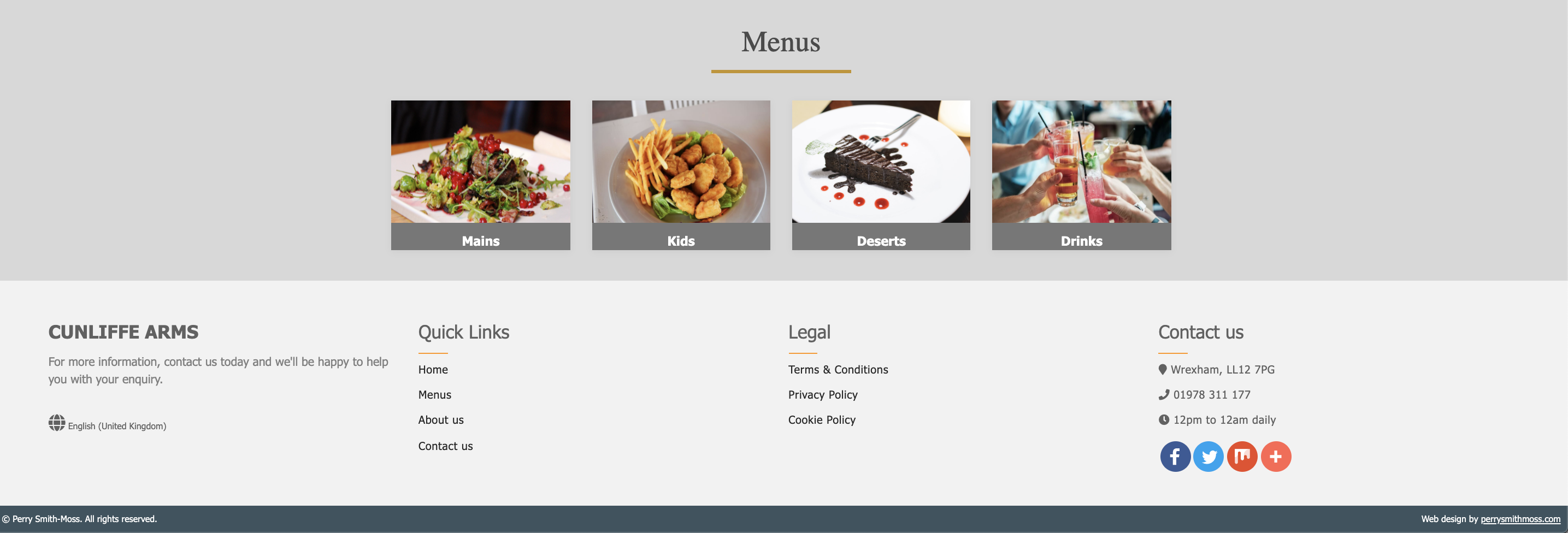 GitHub - PerrySmithMoss/Cunliffe-Arms: Website for local pub and restaurant.