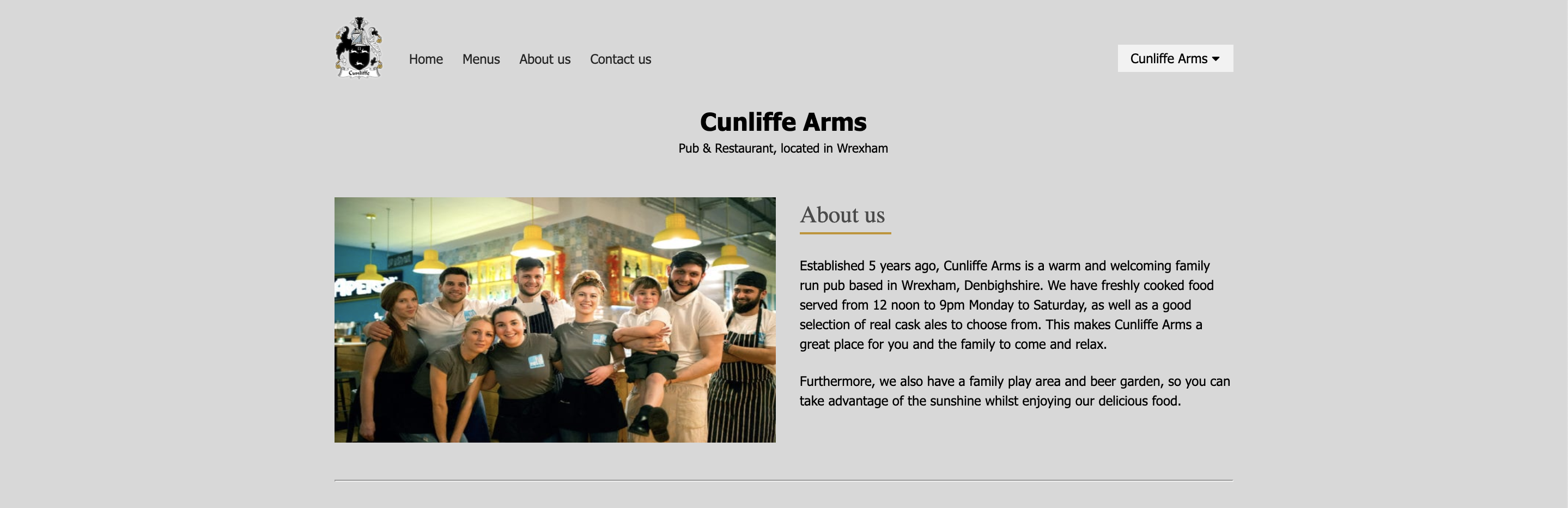 GitHub - PerrySmithMoss/Cunliffe-Arms: Website for local pub and restaurant.