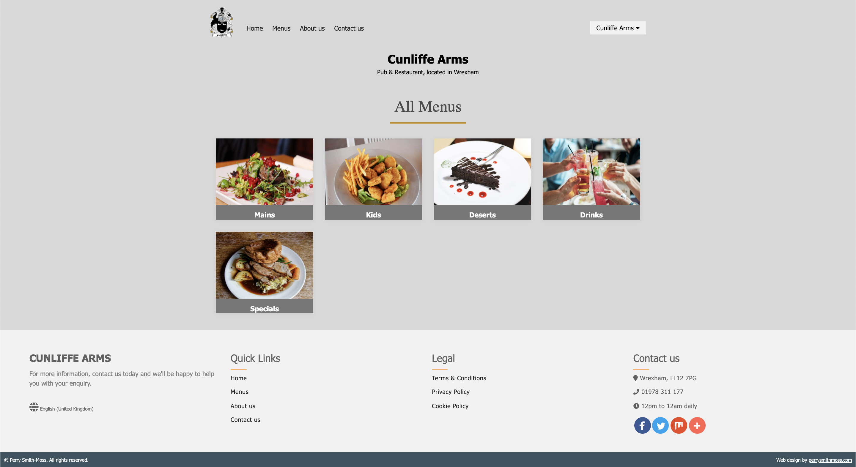 GitHub - PerrySmithMoss/Cunliffe-Arms: Website for local pub and restaurant.