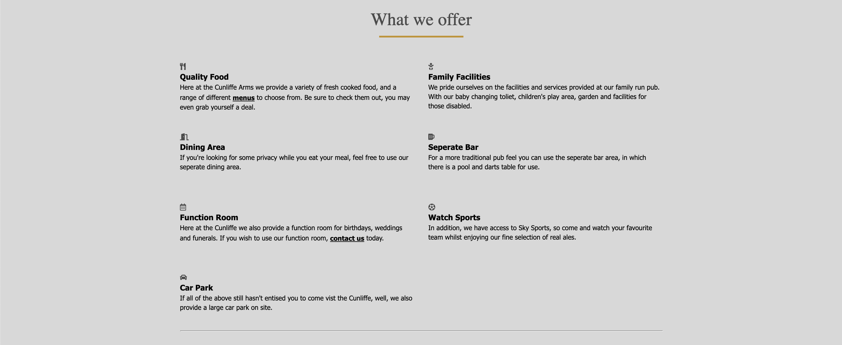 GitHub - PerrySmithMoss/Cunliffe-Arms: Website for local pub and restaurant.