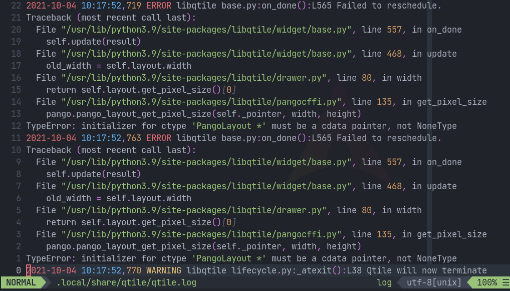 Qtile crashed when launching an app · Issue #2837 · qtile/qtile · GitHub