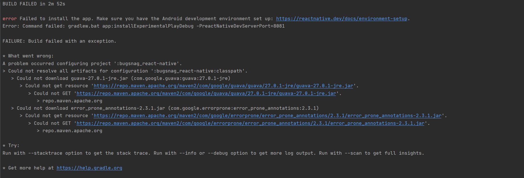 Bugsnag error while running the project · Issue #3389 · RocketChat/Rocket.Chat.ReactNative · GitHub