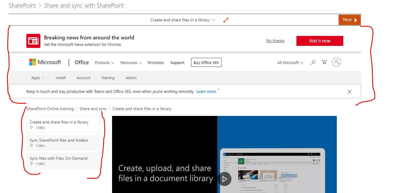 SharePoint Playlist shows header and web page navigation menus[BUG ...