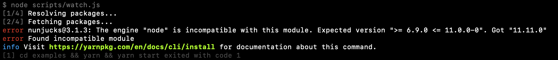 error nunjucks@3.1.3: The engine "node" is incompatible with this module · Issue #323 · Shopify ...