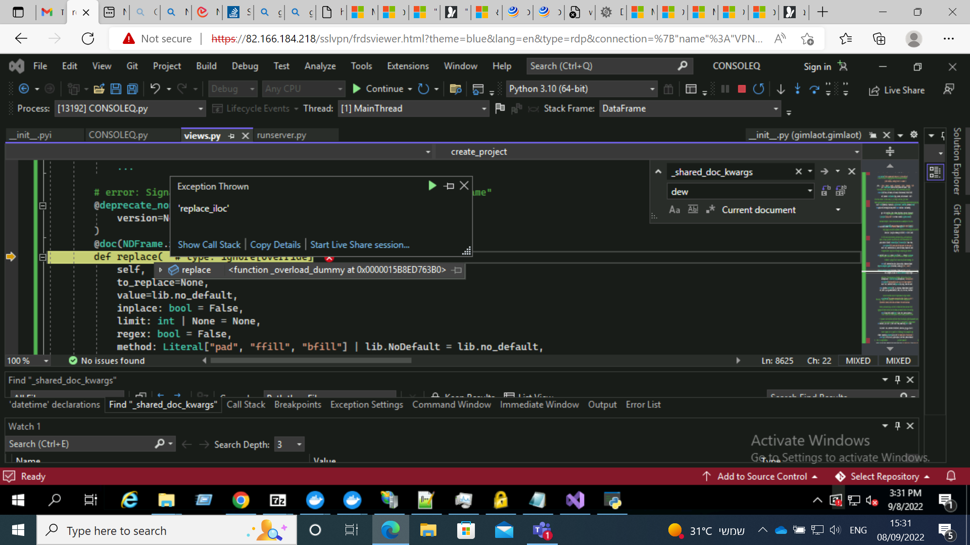 Bug Exeception On Ndframereplace · Issue 48461 · Pandas Devpandas