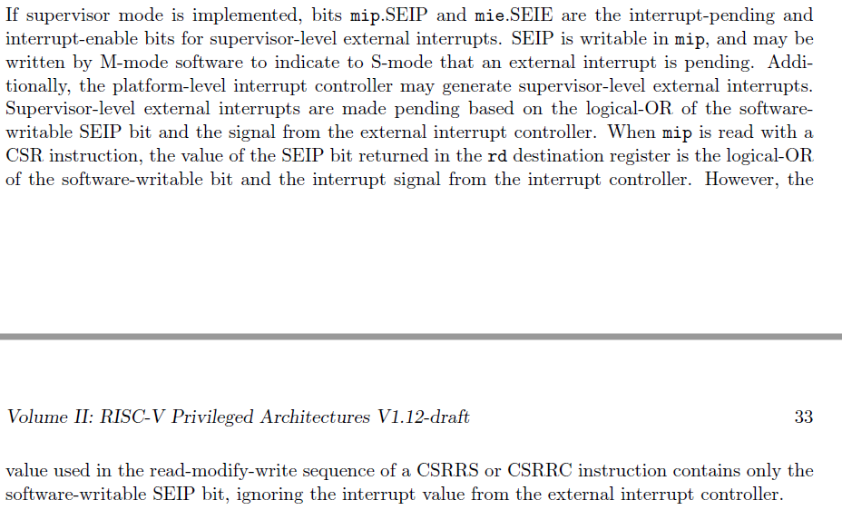 MIP.SEIP should be writable if supervisor mode is implemented. · Issue #571 · riscv-software-src ...
