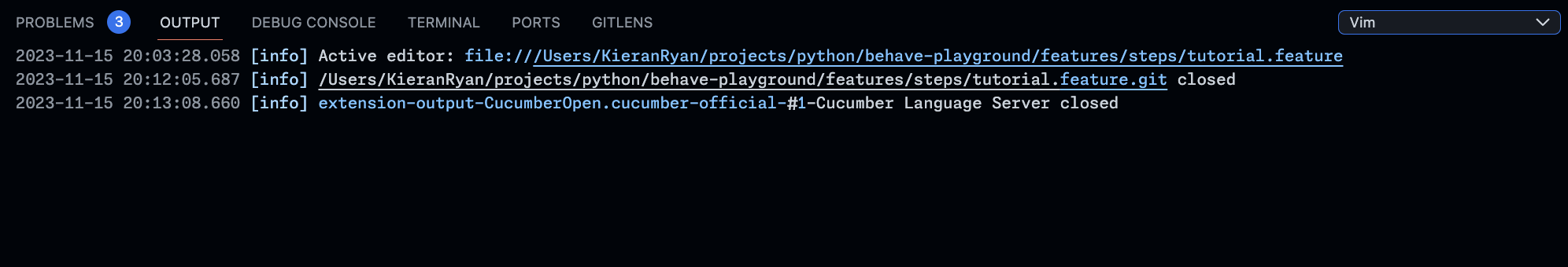 keyboard input blocked when enabled with vscodevim · Issue #183 · cucumber/vscode · GitHub