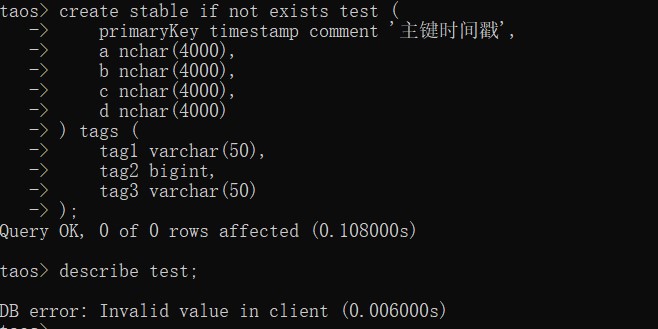 Invalid Value In Client Error Occurs While Executing Describe 7706