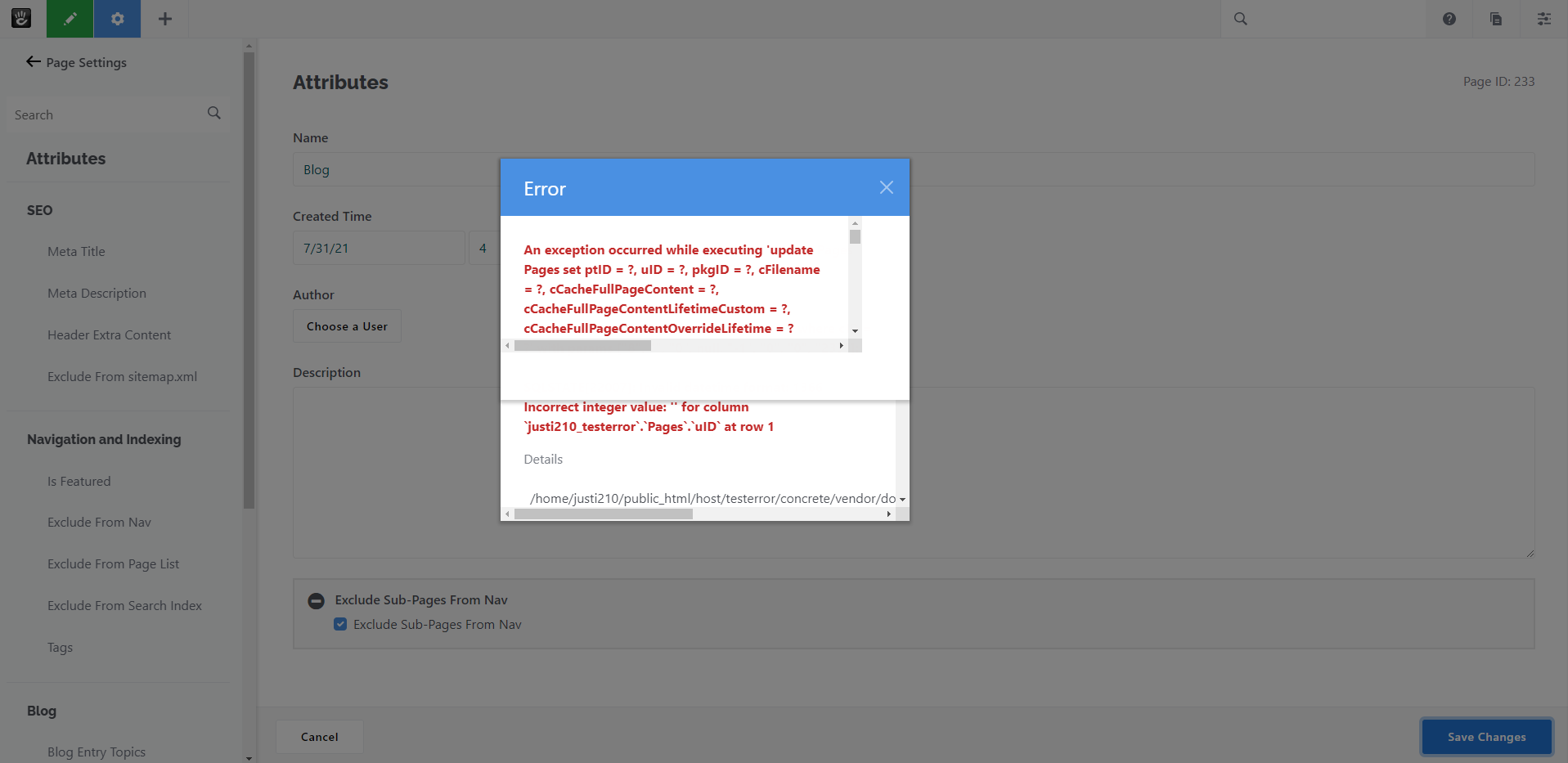 [9 0 2] Removing Author User From Page Attributes And Saving Throws Error