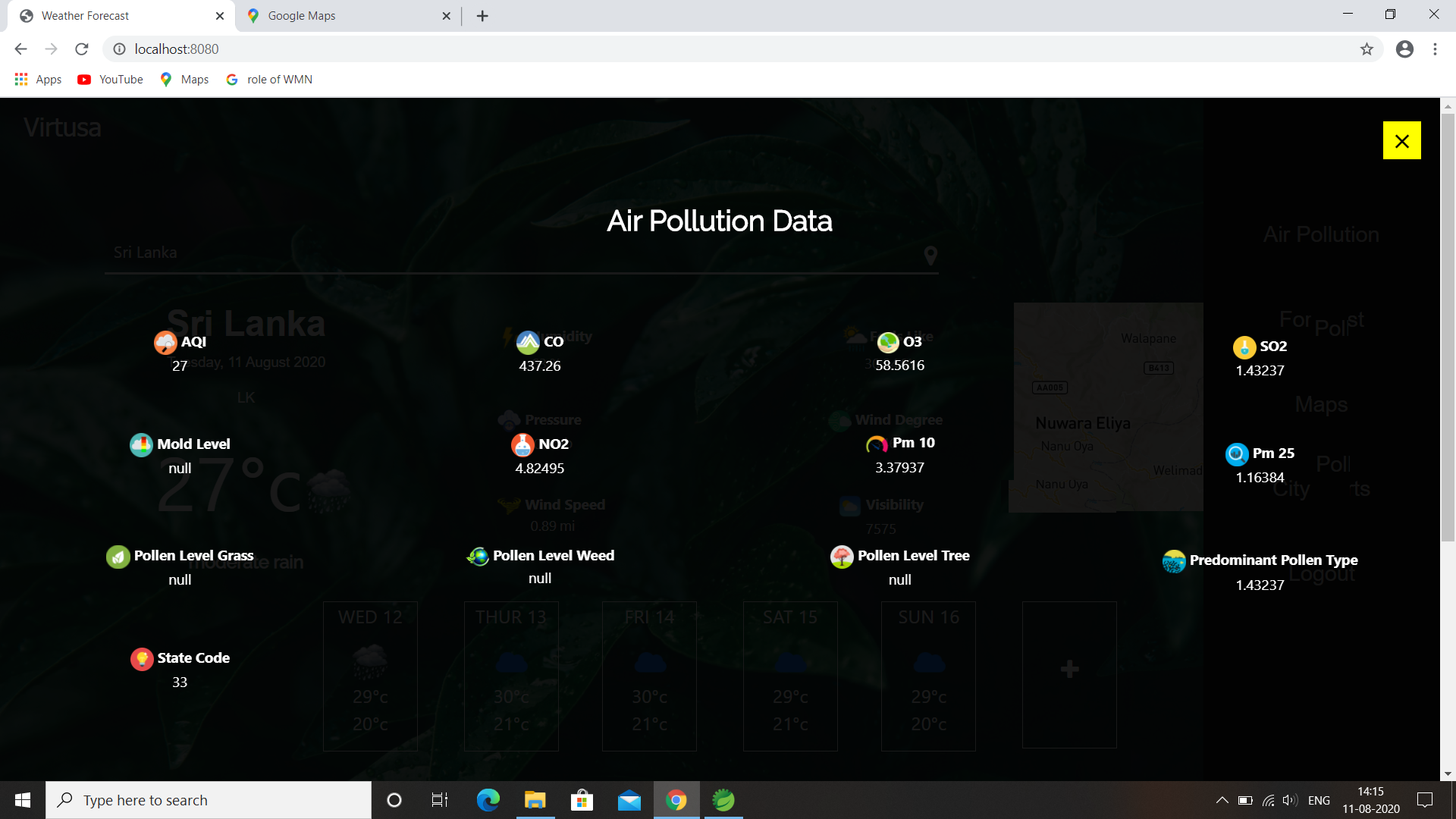 GitHub - Ashwina7999/Virtusa-Project: Web application for displaying the Current weather, Air ...