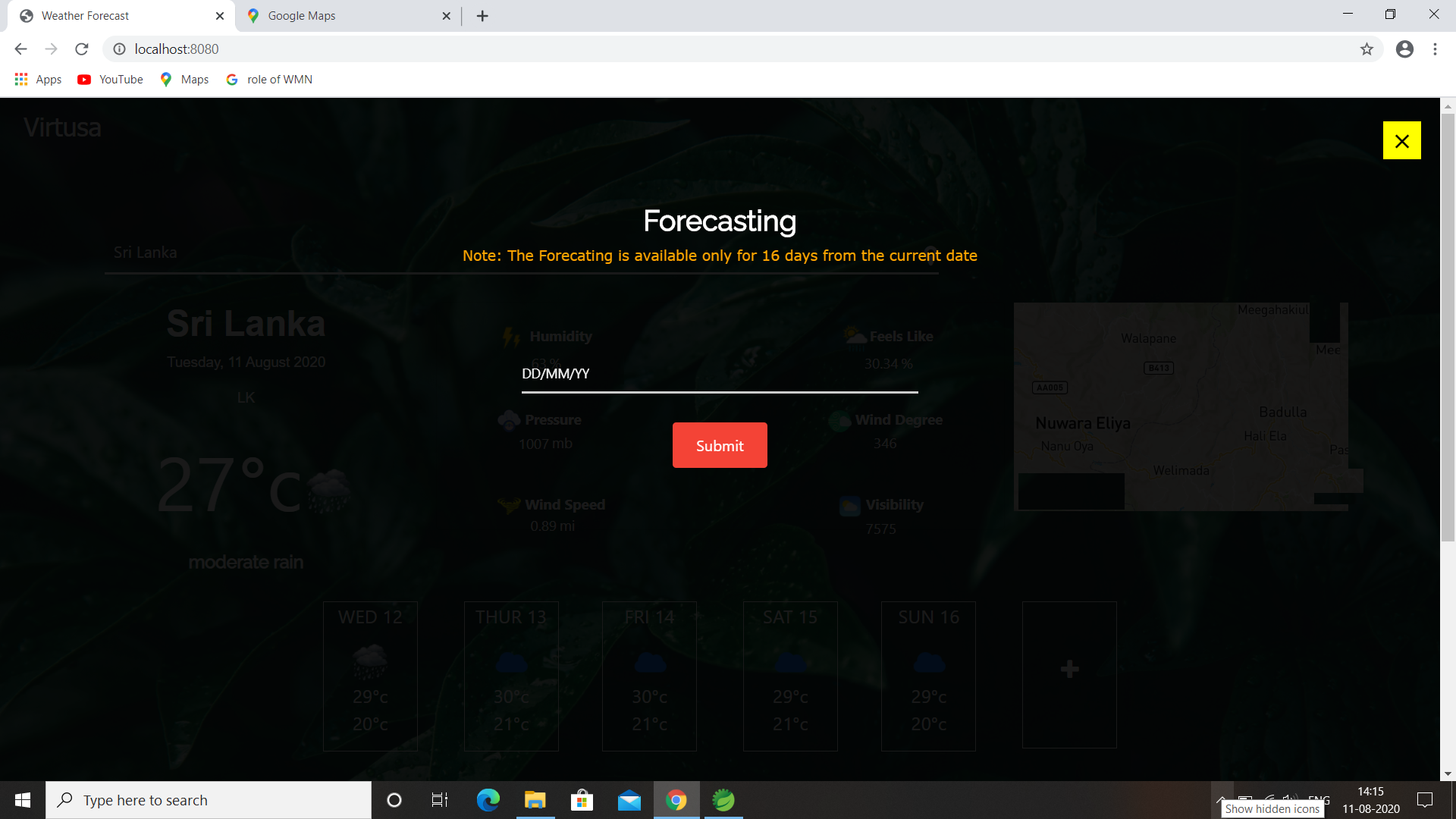 GitHub - Ashwina7999/Virtusa-Project: Web application for displaying the Current weather, Air ...