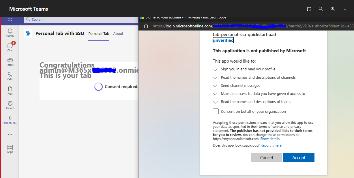 AADSTS65001: The user or administrator has not consented to use the application with ID ...