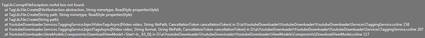TagLib.CorruptFileException · Issue #230 · Tyrrrz/YoutubeDownloader · GitHub