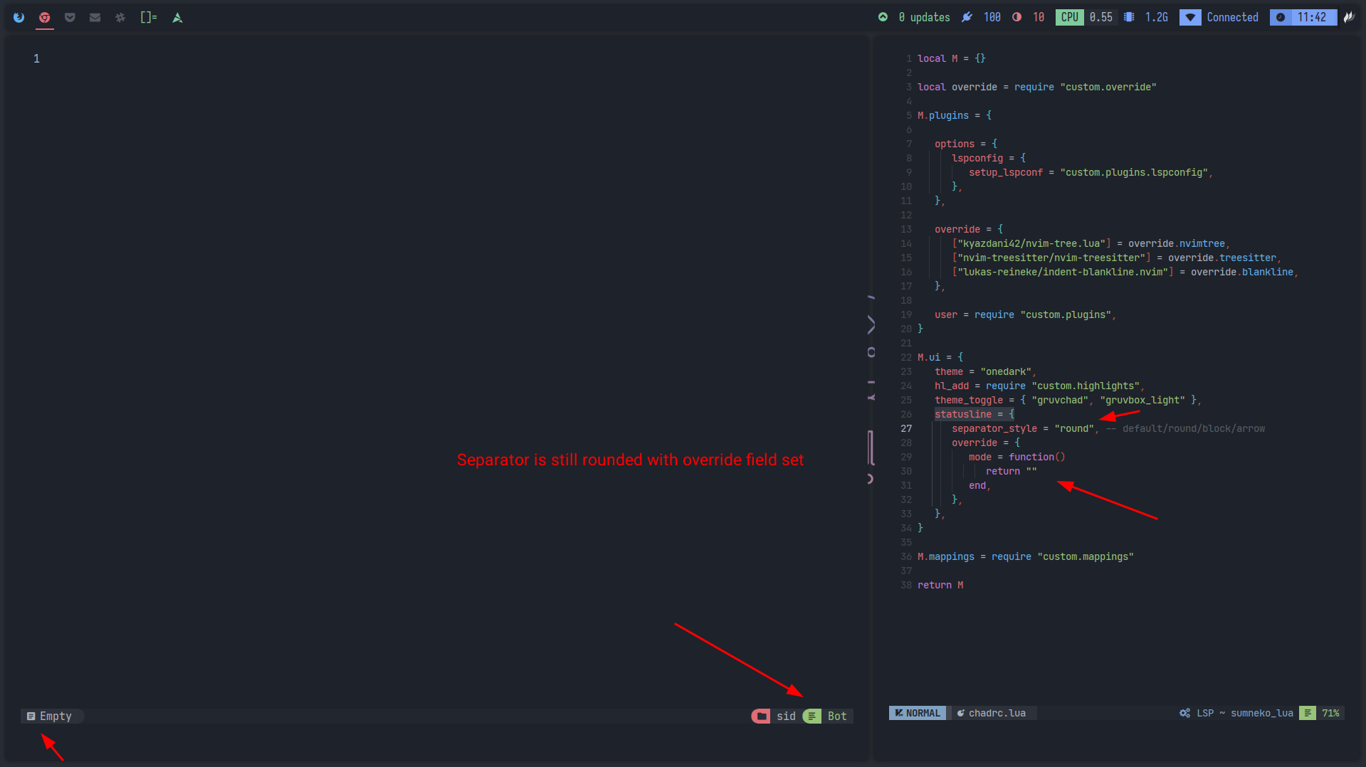 Needs of examples on how to customize statusline · Issue #1307 · NvChad/NvChad · GitHub