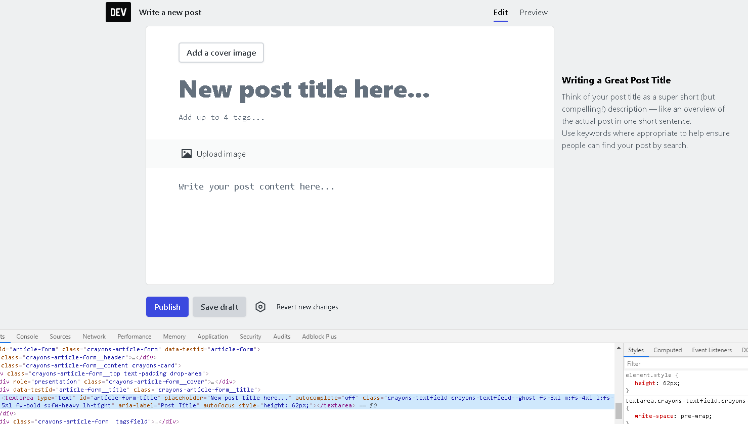 UI Regression: title input box clips text · Issue #10114 · forem/forem · GitHub