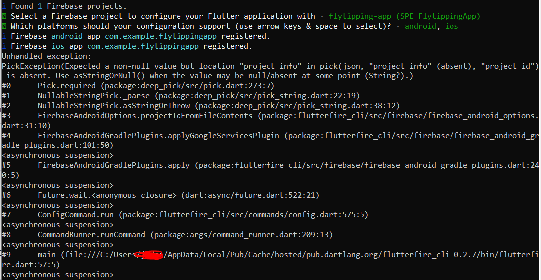 [bug] Pickexception · Issue 133 · Invertase Flutterfire Cli · Github