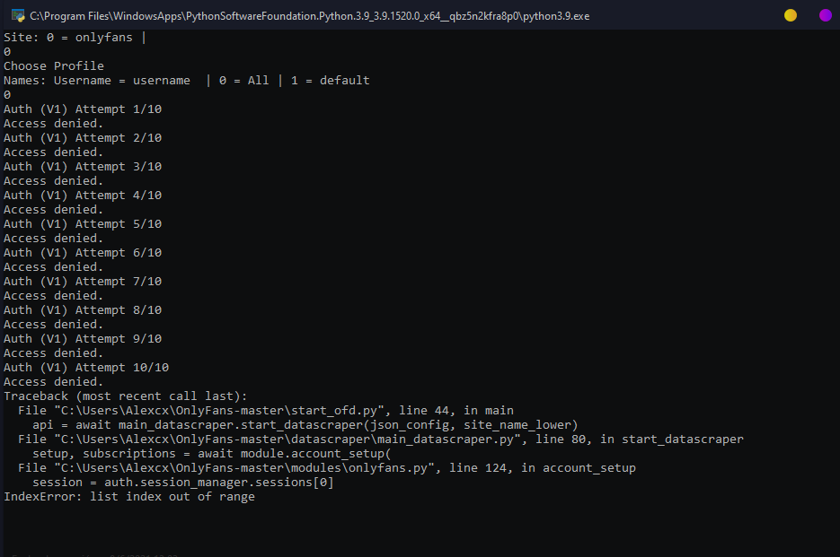 IndexError: list index out of range · Issue #1305 · DIGITALCRIMINAL ...