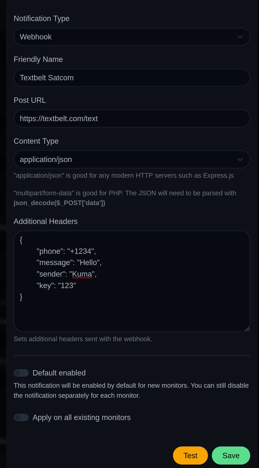 Has anyone configured Textbelt notifications? · Issue #3087 · louislam/uptime-kuma · GitHub