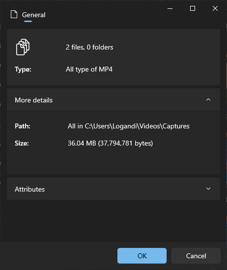 Show more information for multiple media files in the Properties menu ...