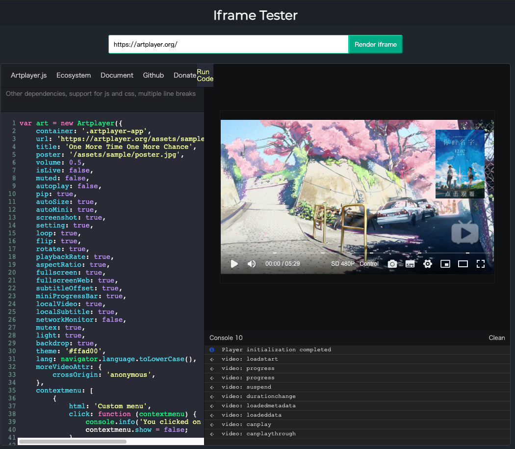 Iframe black screen · Issue #119 · zhw2590582/ArtPlayer · GitHub