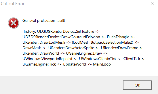 [469b] D3D9 Crash · Issue #316 · OldUnreal/UnrealTournamentPatches · GitHub