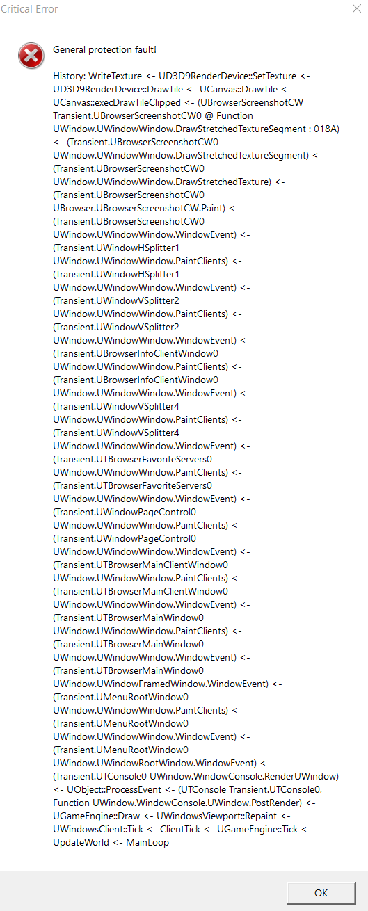 D3D9 & Patch 469A crashes on certain maps · Issue #110 · OldUnreal/UnrealTournamentPatches · GitHub