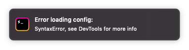 Config: SyntaxError not being shown in DevTools · Issue #2286 · vercel/hyper · GitHub