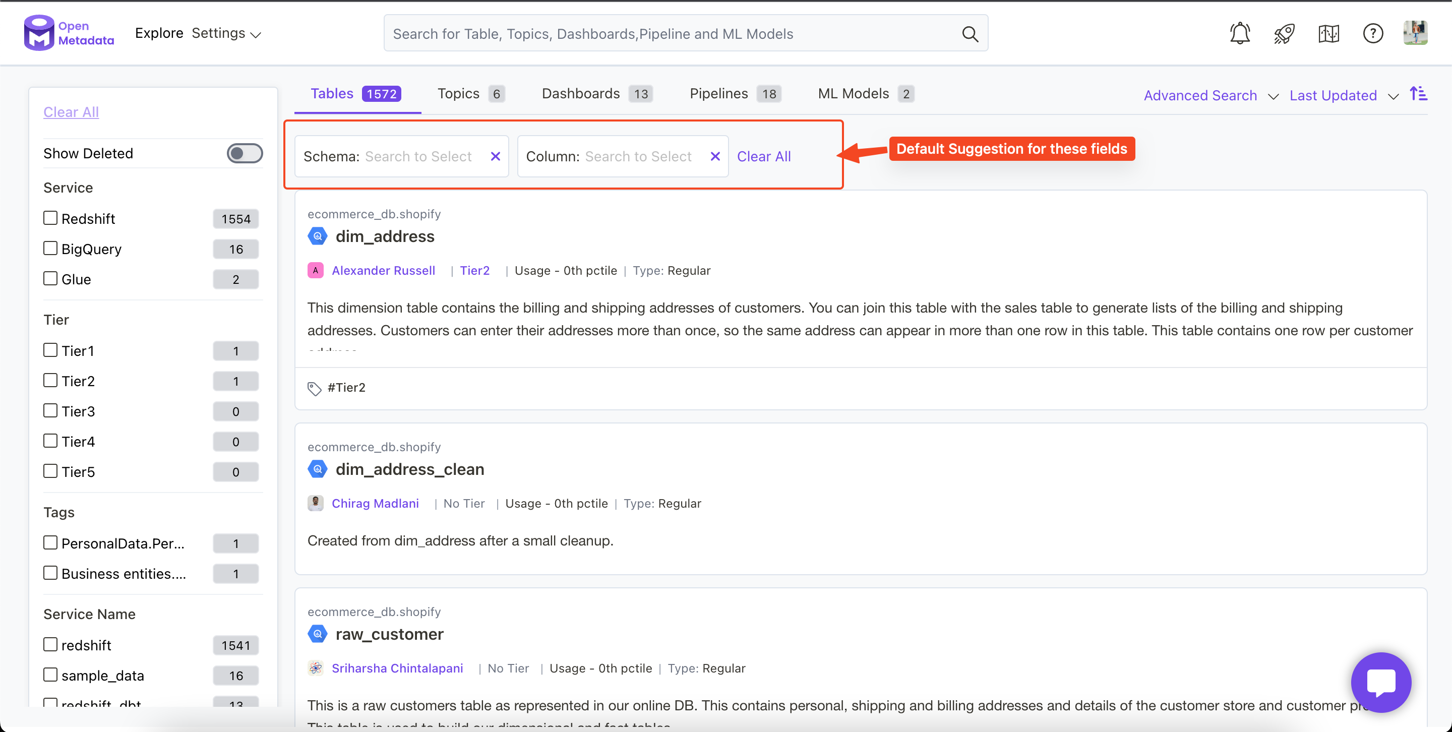Backend : Add support for default suggestions for suggestion API · Issue #6463 · open-metadata ...