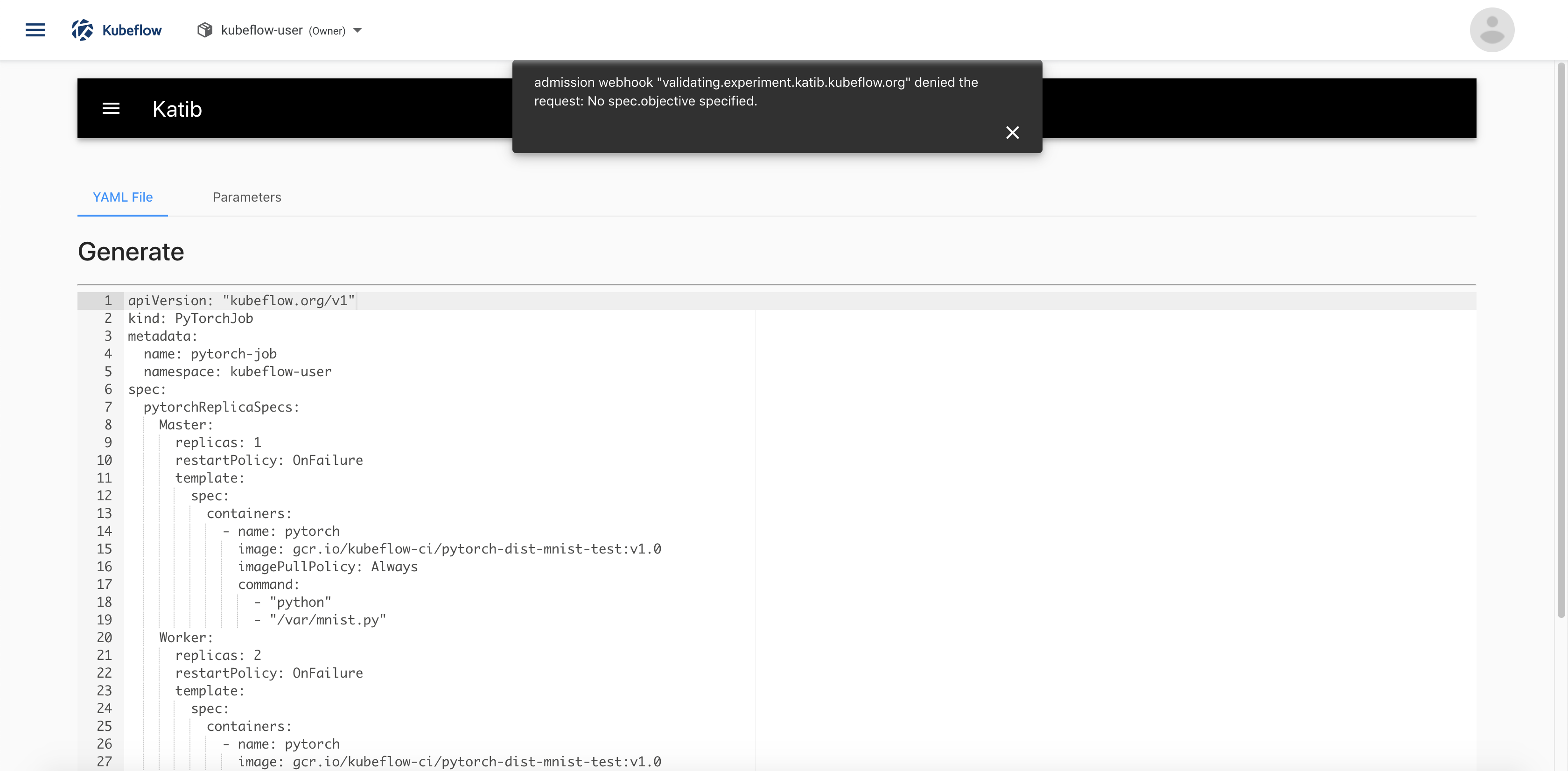 pytorch example is not working · Issue #1112 · kubeflow/katib · GitHub