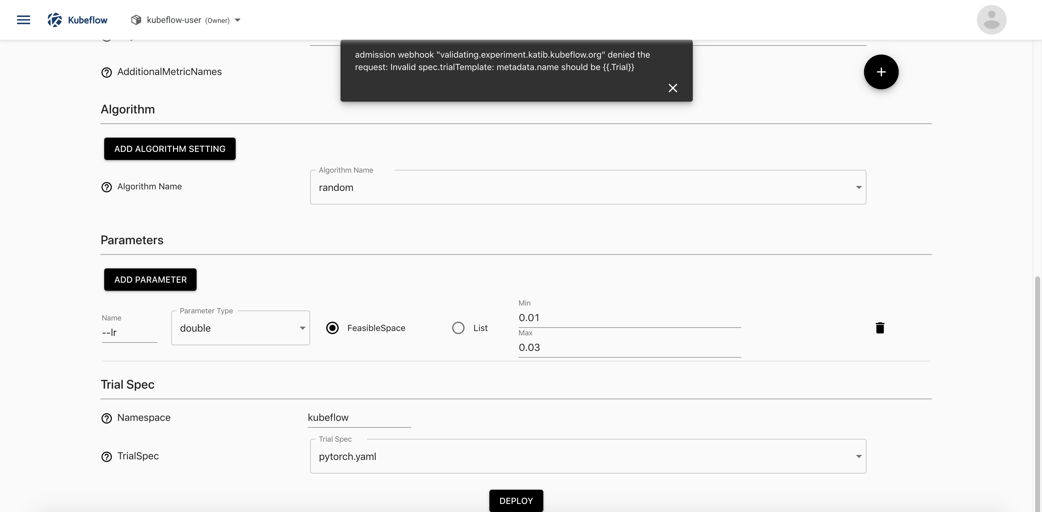 pytorch example is not working · Issue #1112 · kubeflow/katib · GitHub