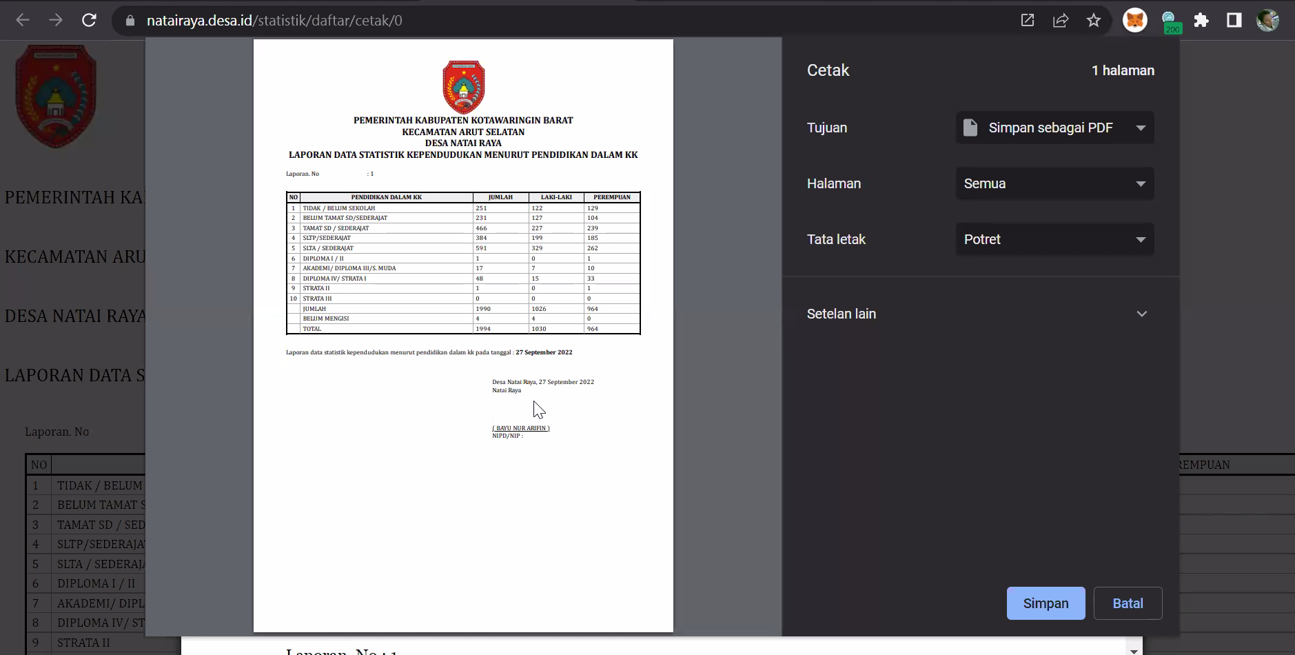 Jabatan Tidak Muncul Menu Statistik · Issue 5700 · Opensidopensid