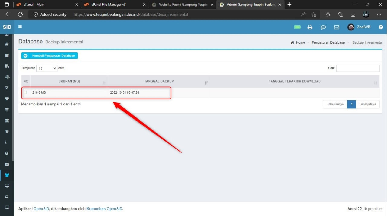 Menambah tombol hapus pada backup inkremental folder desa SID (.zip) · Issue #5750 · OpenSID ...