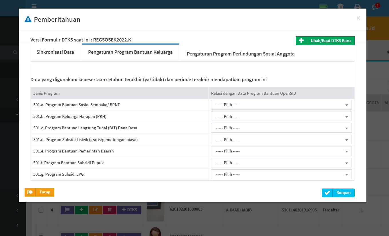 error simpan pengaturan program bantuan pada DTKS · Issue #6289 · OpenSID/OpenSID · GitHub