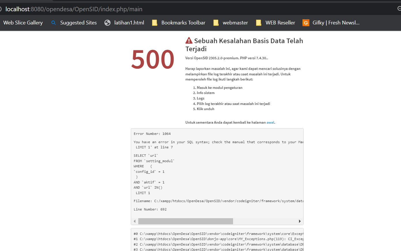 error pada saat setelah restore database pasca penggabungan OpenSID database gabungan · Issue ...