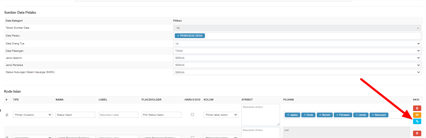Permintaan fitur: Tambahkan kondisi agar dapat memilih kode isian dalam memilih sesuai dengan ...